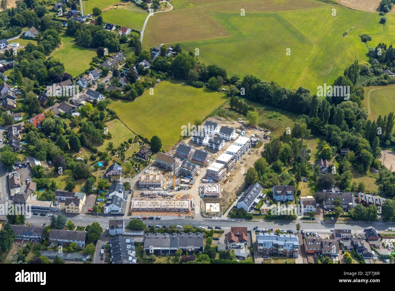 Aerial view, construction site old Rumbaum area with new building ...