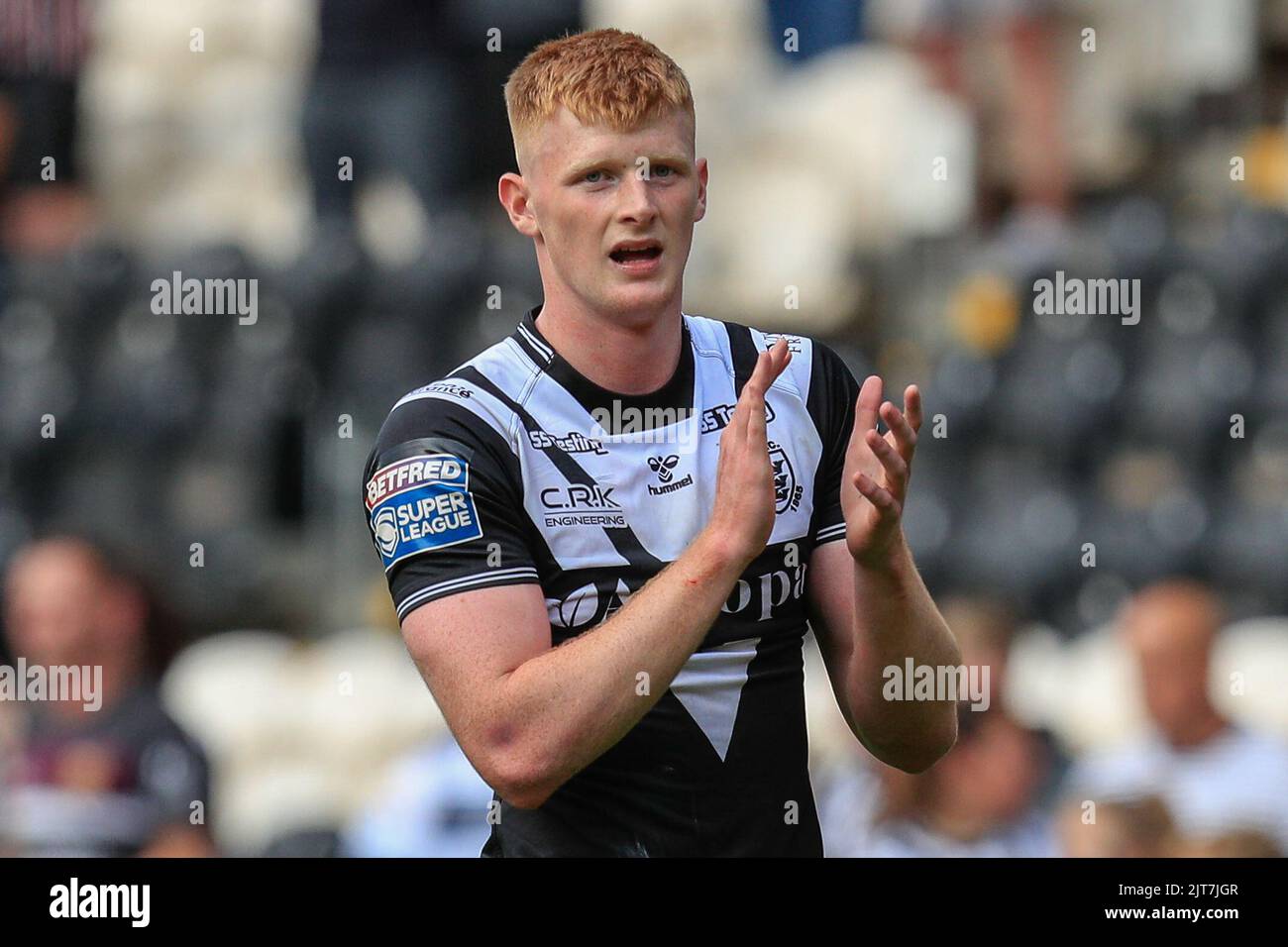 Harvey Barron #32 of Hull FC claps his hands and applauds the ...