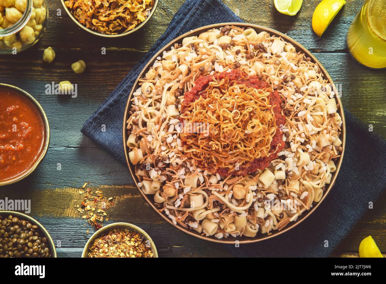 Arabic cuisine; Traditional Egyptian food: Delicious Kushary or ...