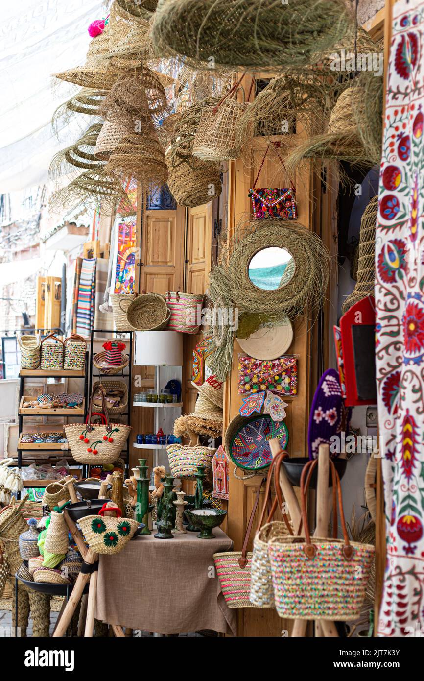 Souvenir shop entrance in typical Medina market in Marrakesh Stock ...