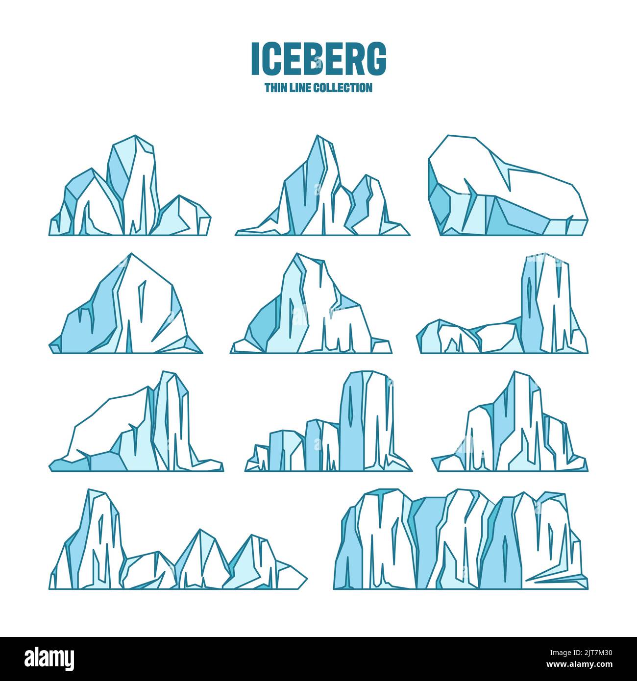 Floating icebergs sketch collection. Drifting arctic glacier, block of ...