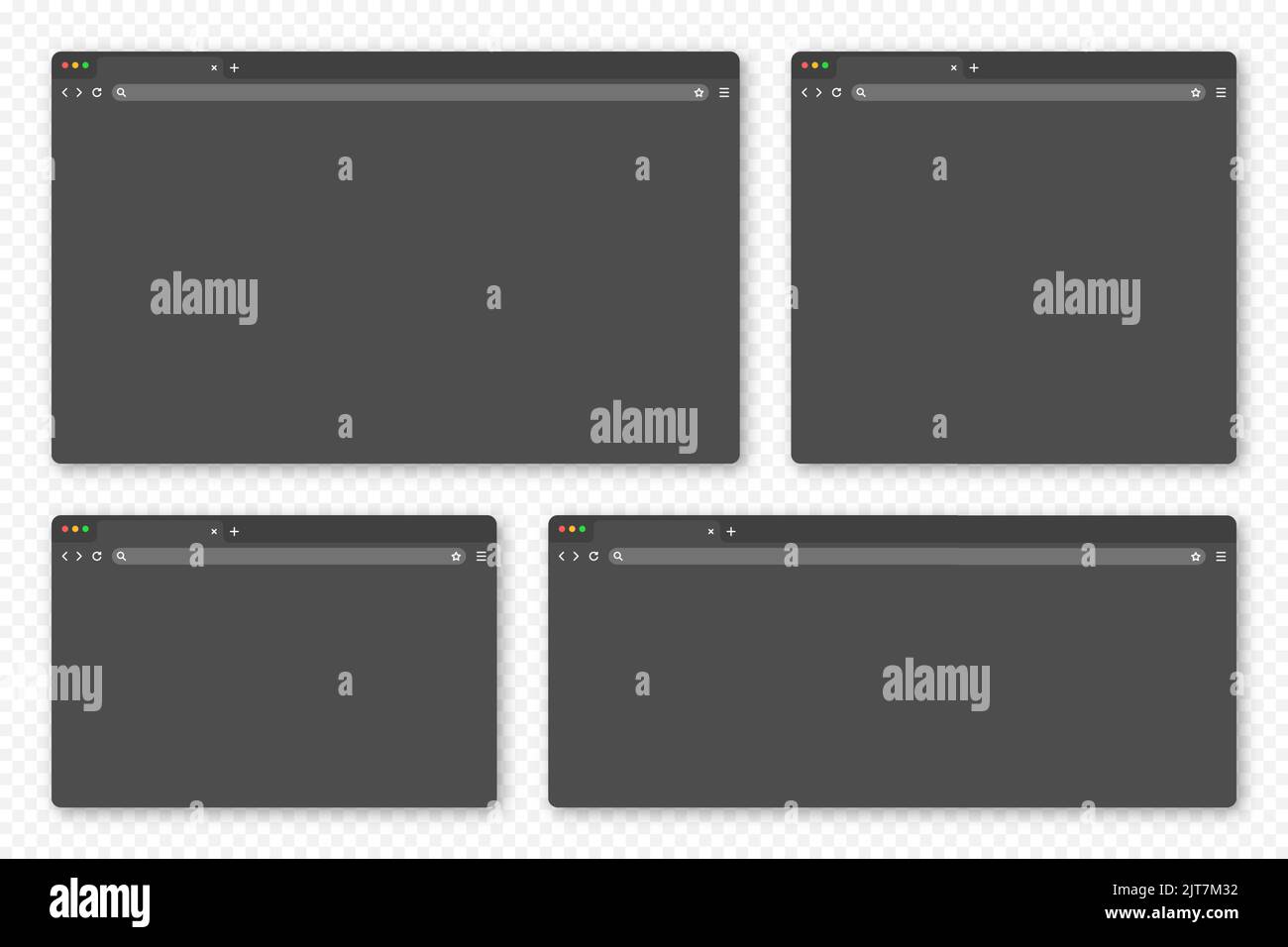 Blank web browser window with tab, toolbar and search field. Modern ...