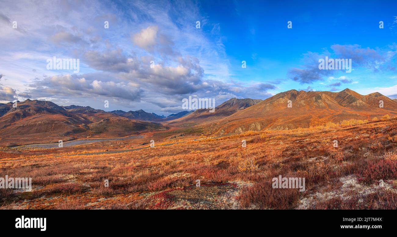 The Dempster Highway climbs up to North Fork Pass, with the North ...