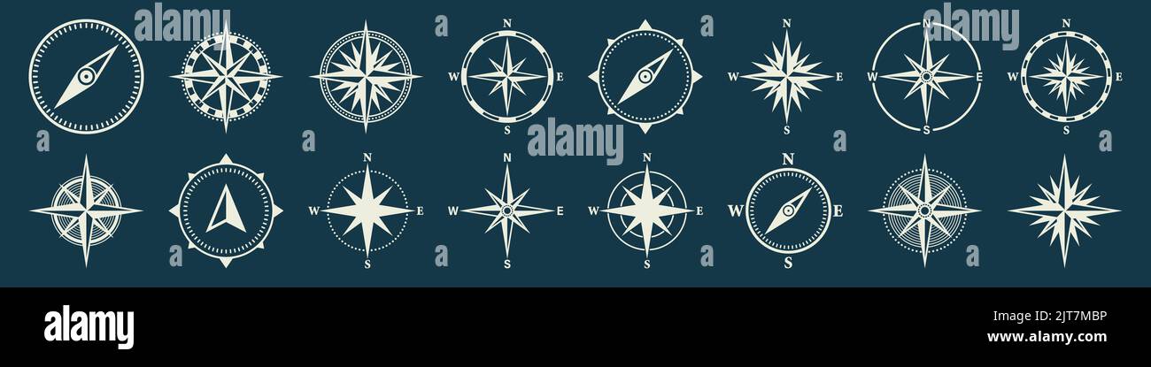 Vintage marine wind rose, nautical chart. Monochrome navigational ...