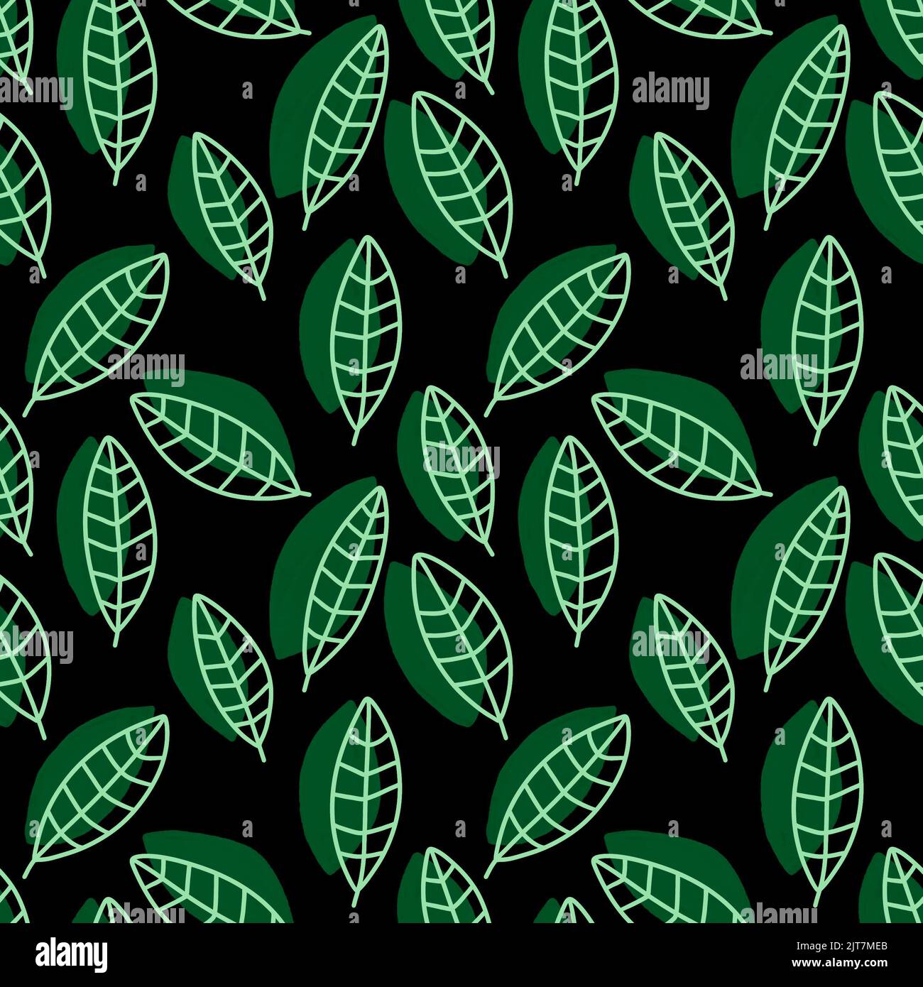 Simple floral seamless leaves line art silhouette pattern for wrapping ...