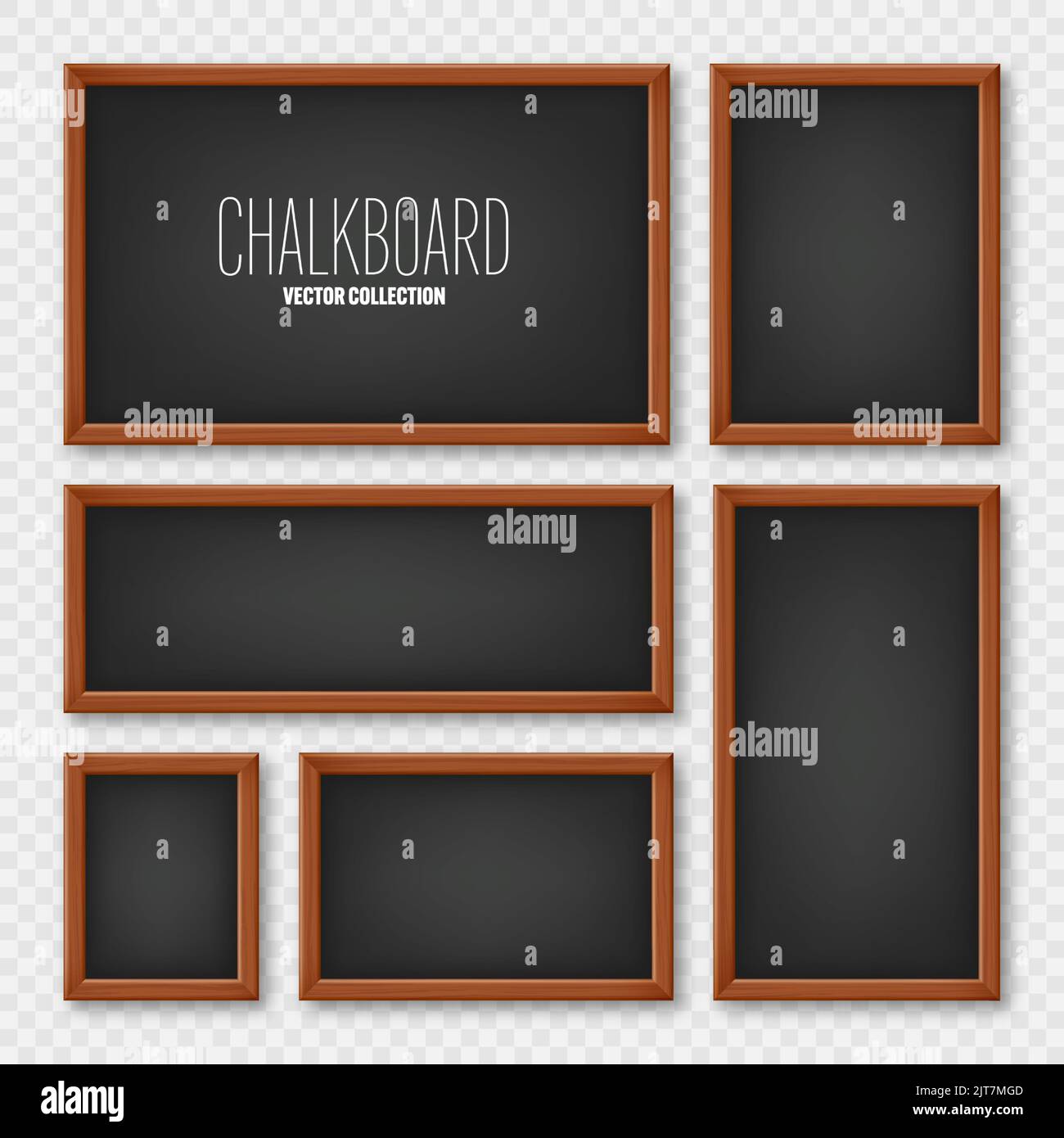Realistic various chalkboards in a wooden frame. Black restaurant menu ...