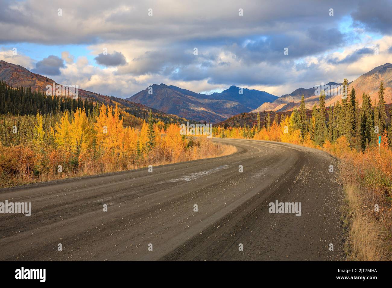 A stretch of the Dempster Highway as it passes through the boreal ...