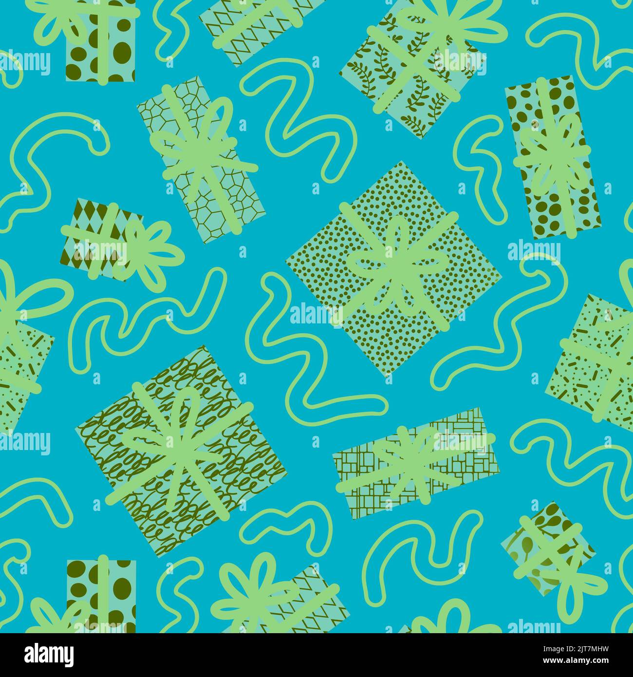 Festive gifts box seamless present with ribbons and bow pattern for ...