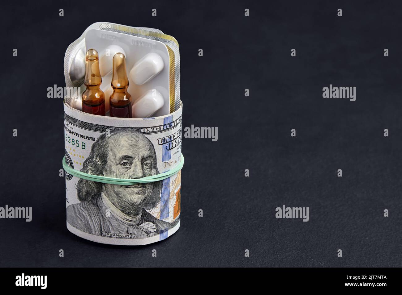 Tablets and ampoules in a blister pack are wrapped in one hundred ...