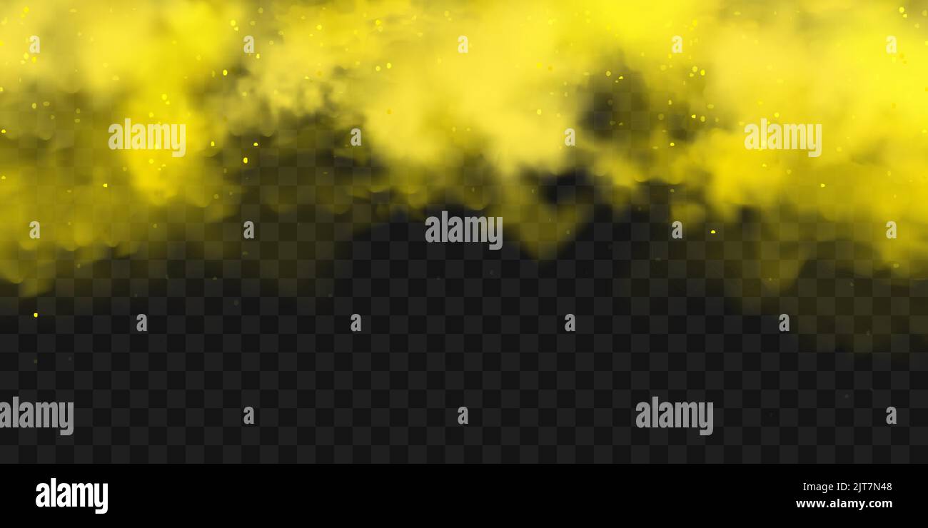 Realistic yellow colorful smoke clouds, mist effect. Fog isolated on ...