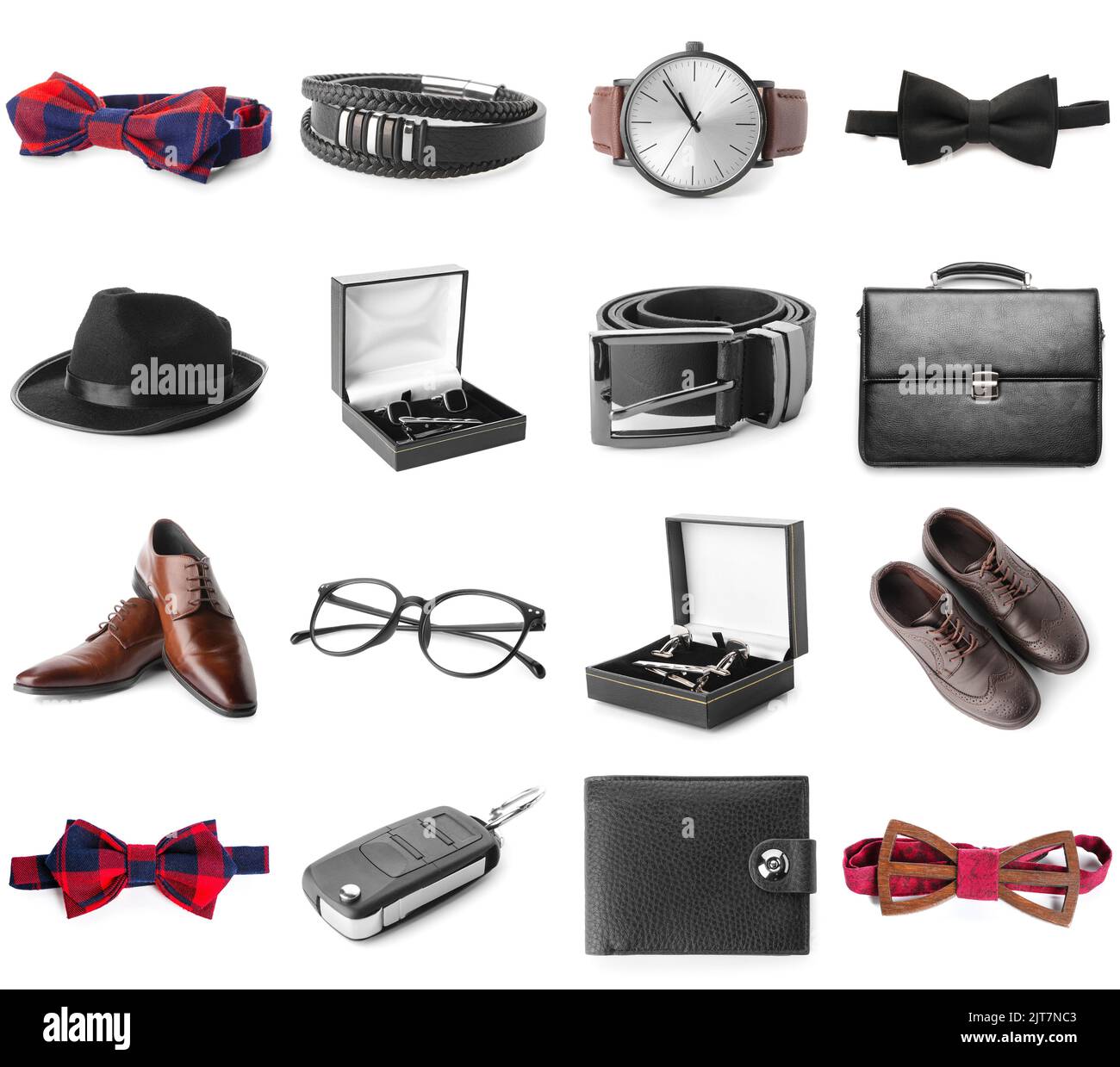 Set of accessories for stylish gentleman on white background Stock ...