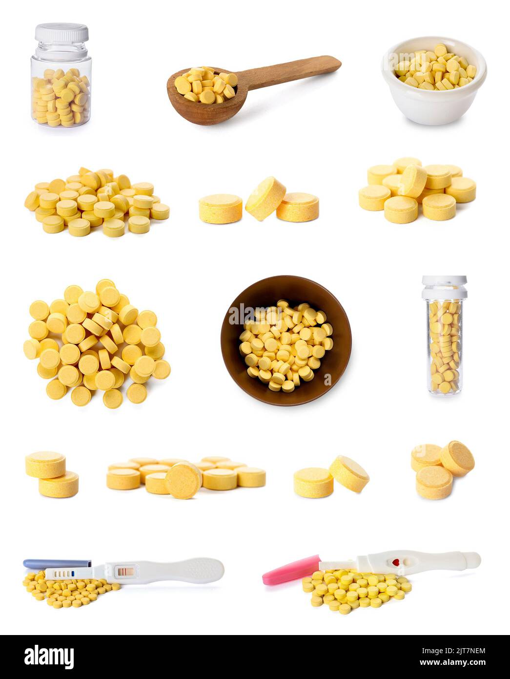 Set of folic acid pills isolated on white Stock Photo - Alamy