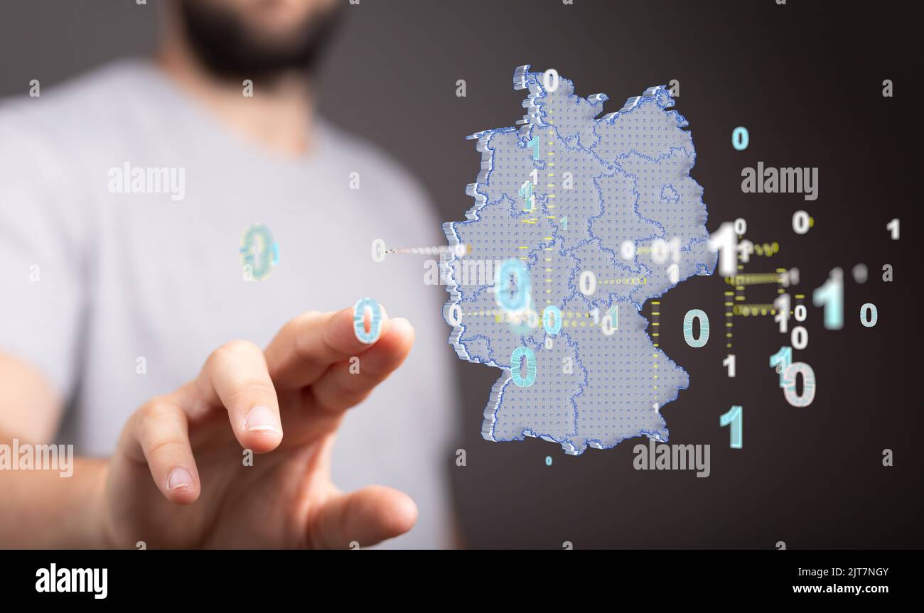 The fingers taping on the numbers flying around the map of Germany ...