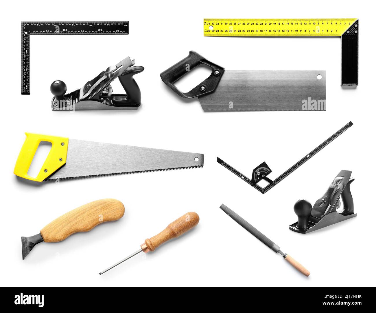 Set of carpenter's tools on white background Stock Photo - Alamy