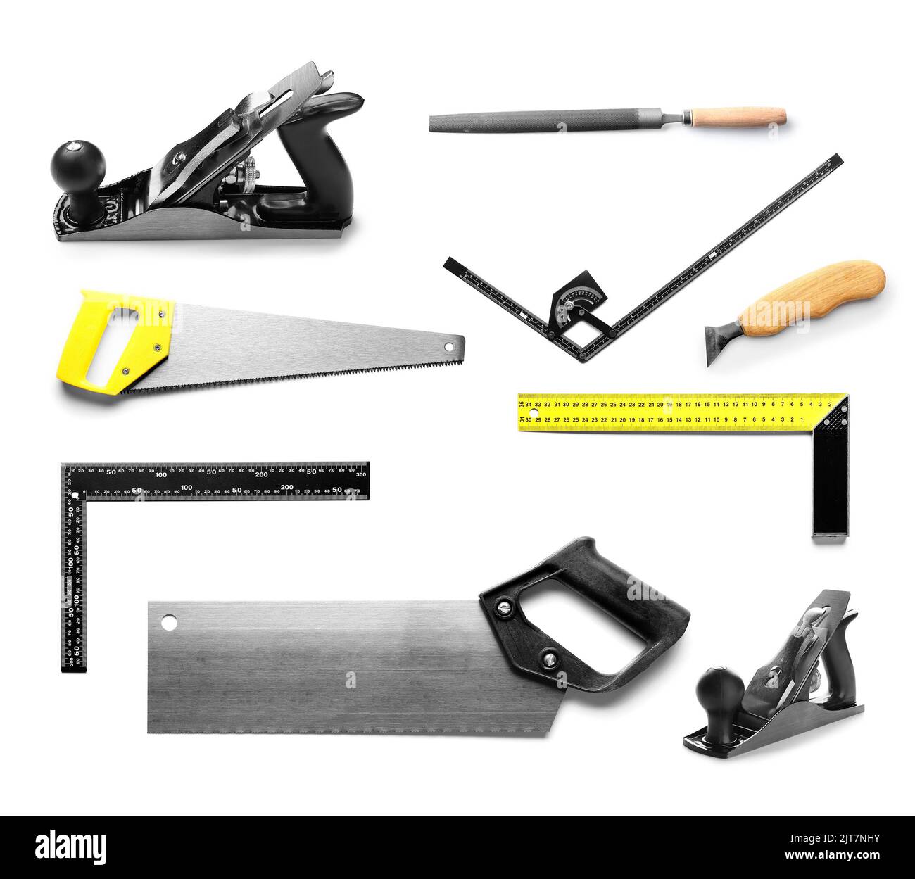 Set of carpenter's tools on white background Stock Photo - Alamy
