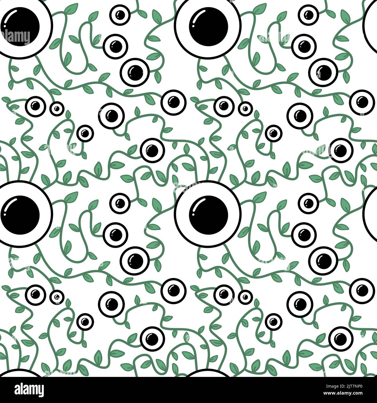 Halloween monsters aliens seamless eyes leaves pattern for wrapping ...