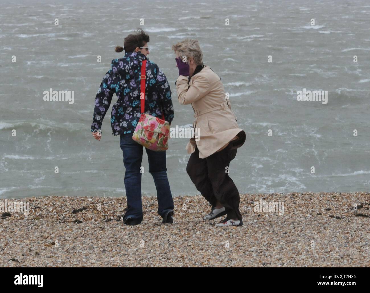 WIND BLOWN ON THE BEACH DURING GALE FORCE WINDS ON THE SEAFRONT AT SOUTHSEA, HANTS. PIC MIKE ...