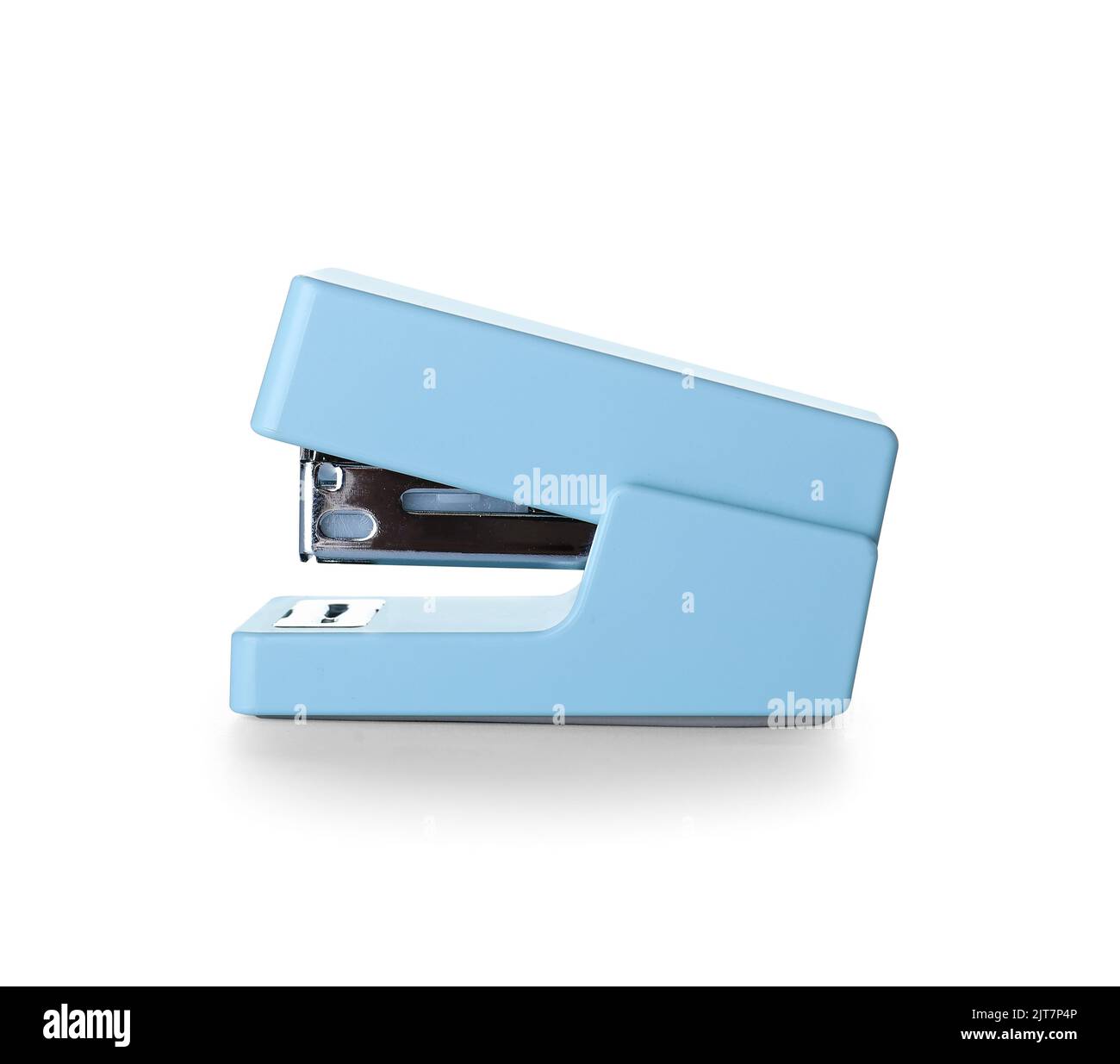 Modern blue stapler on white background Stock Photo - Alamy