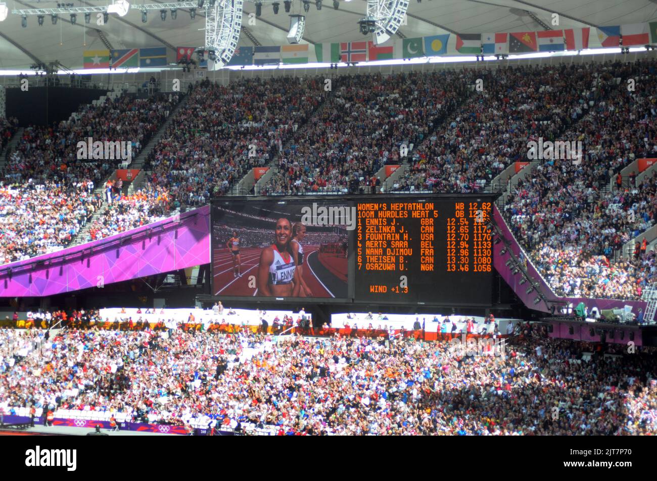 A JESSICA ENNIS 'S NAME IN LIGHTS AT THE OLYMPIC STADIUM PIC MIKE ...