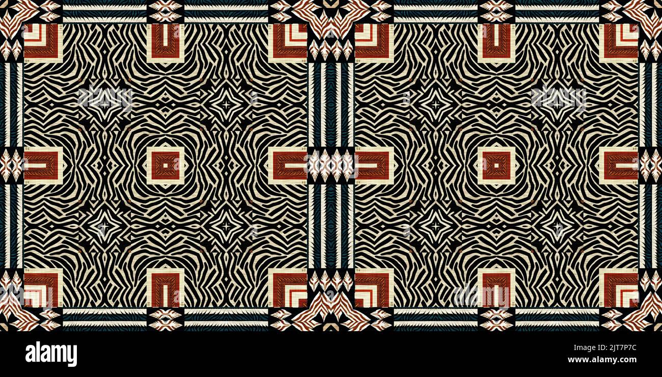African kente cloth patchwork effect border pattern. Seamless geometric ...