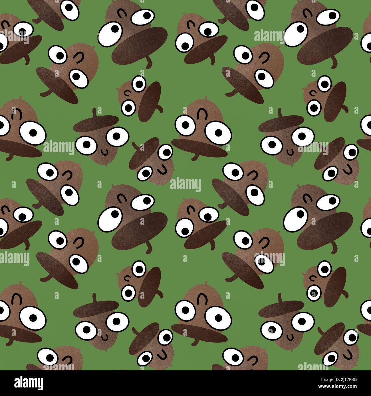 Autumn floral cartoon seamless acorn pattern for wrapping paper and ...