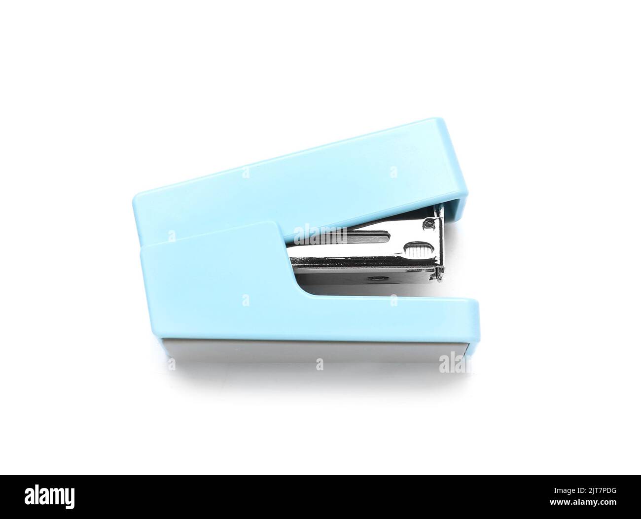 Blue stapler on white background Stock Photo - Alamy