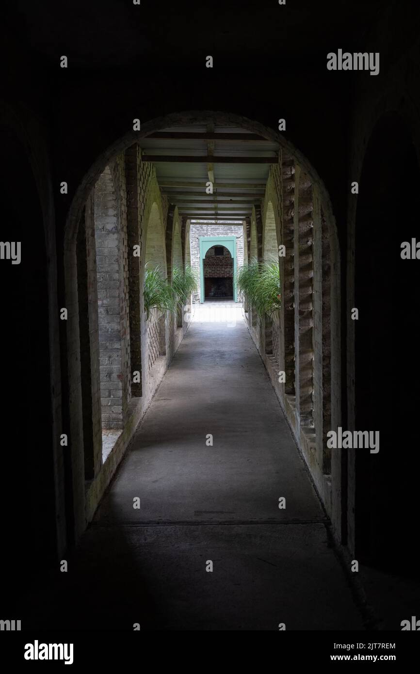 Looking down the entrance corridor of the Atalaya Castle in Murrells ...