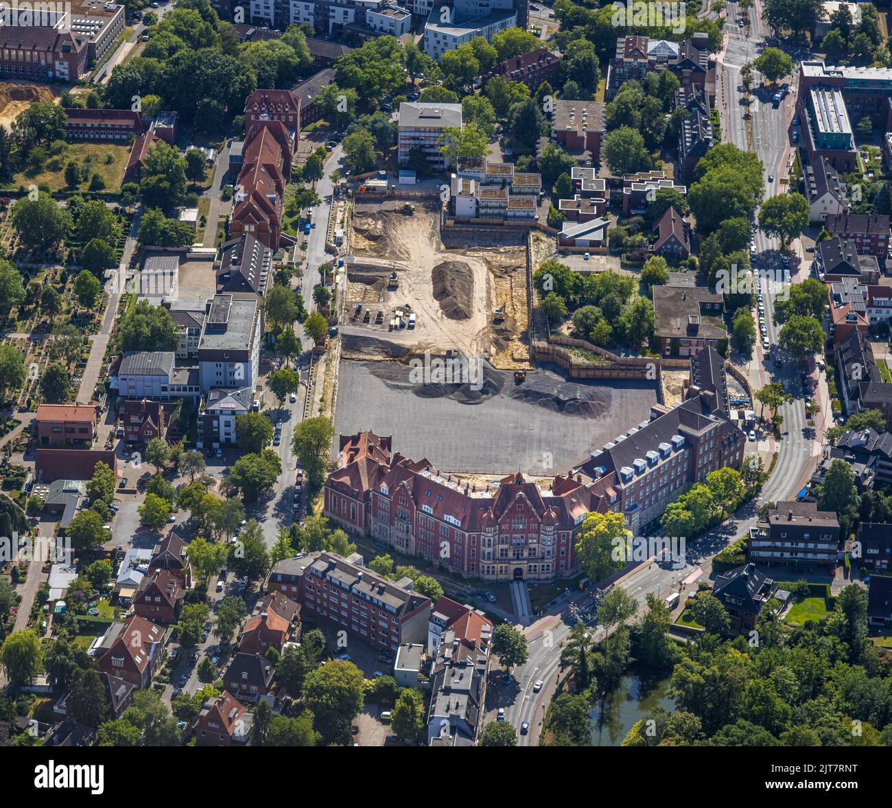Aerial view, Hüfferstiftung, construction site Hüffer-Campus of the ...