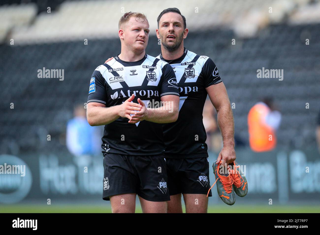 Luke Gale #7 of Hull FC and Jordan Johnstone #21 of Hull FC applaud the ... Luke Gale #7 of Hull FC and Jordan Johnstone #21 of Hull FC applaud the ...