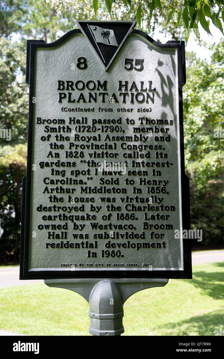 A plaque for the Broom Hall Plantation located in Crowfield Plantation ...