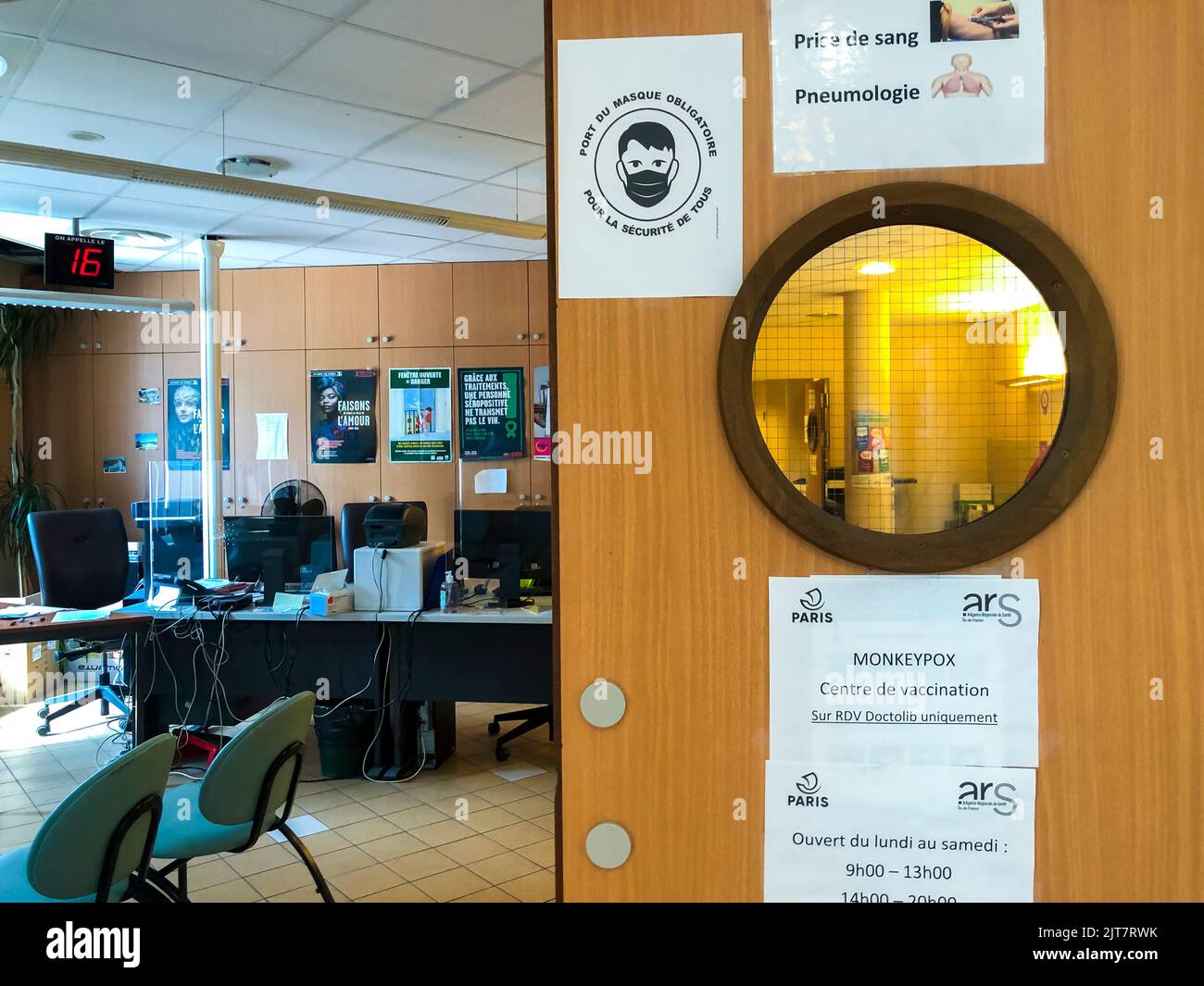 Paris, France, Detail, inside public Health Center Edison, Challenges ...