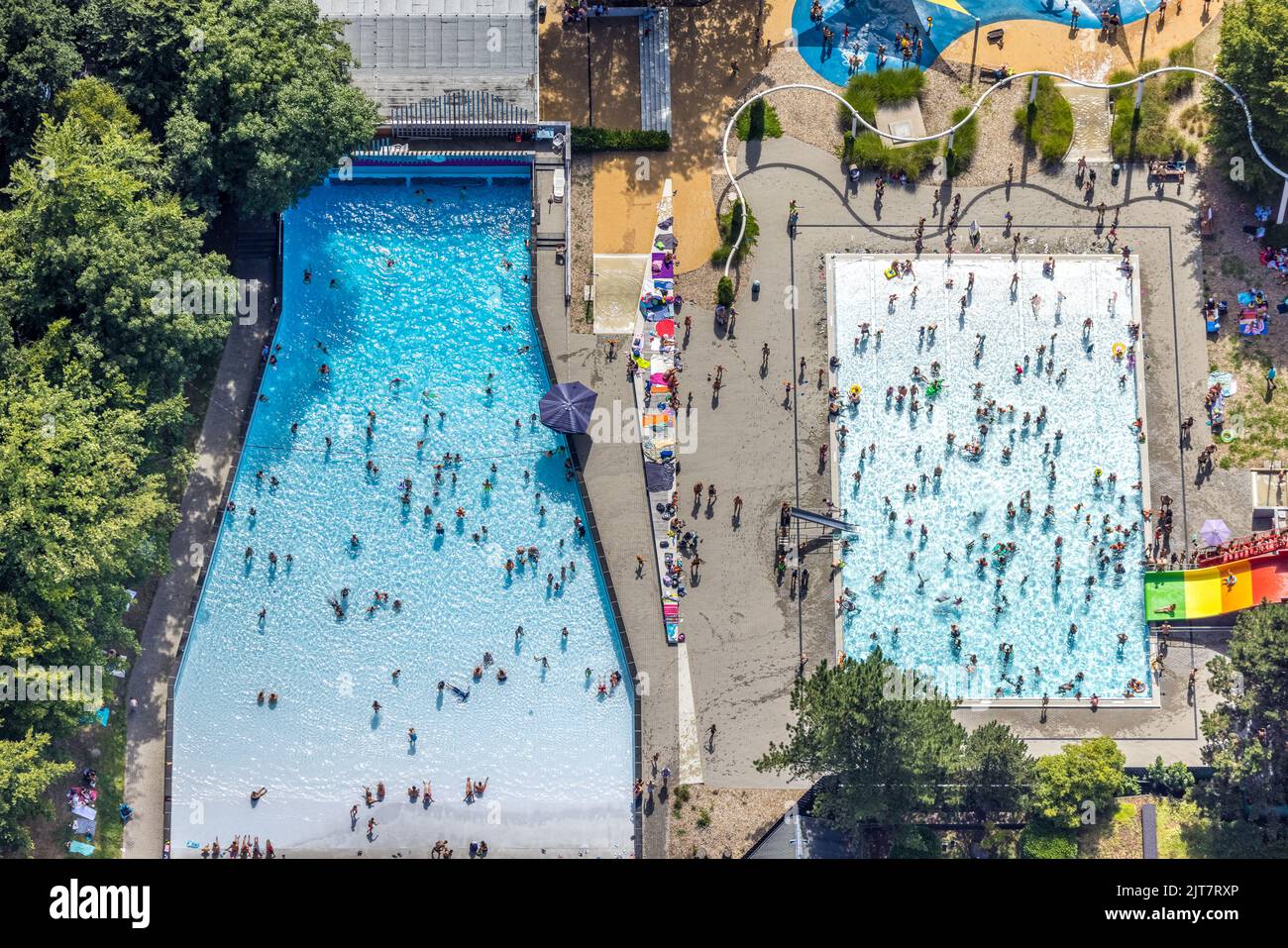 Aerial view, Revierpark Vonderort, Vonderort open air pool, swimming ...