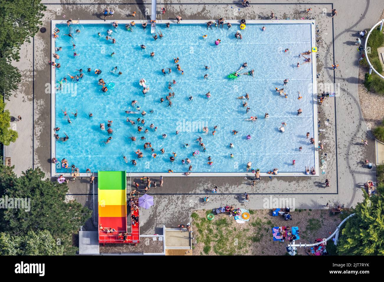 Aerial view, Revierpark Vonderort, Vonderort open-air swimming pool ...