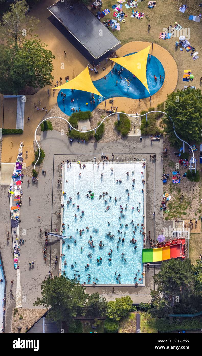 Aerial view, Revierpark Vonderort, Vonderort open air pool, swimming ...