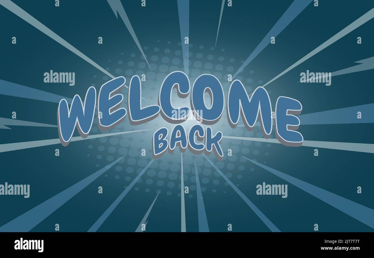 Welcome back editable text effect, with dark blue gradient effect ...