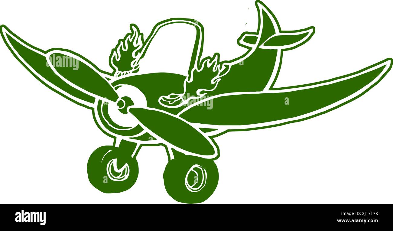 cartoon silhouette propeller plane with wheels dow Stock Vector Image ...