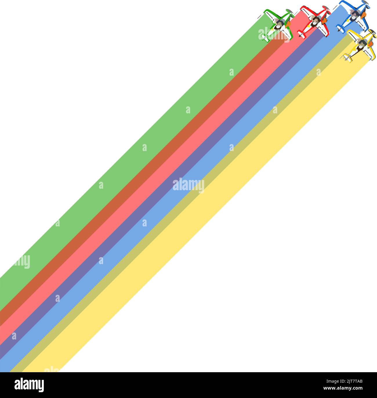 four planes flying diagonally making a rainbow Stock Vector Image & Art ...