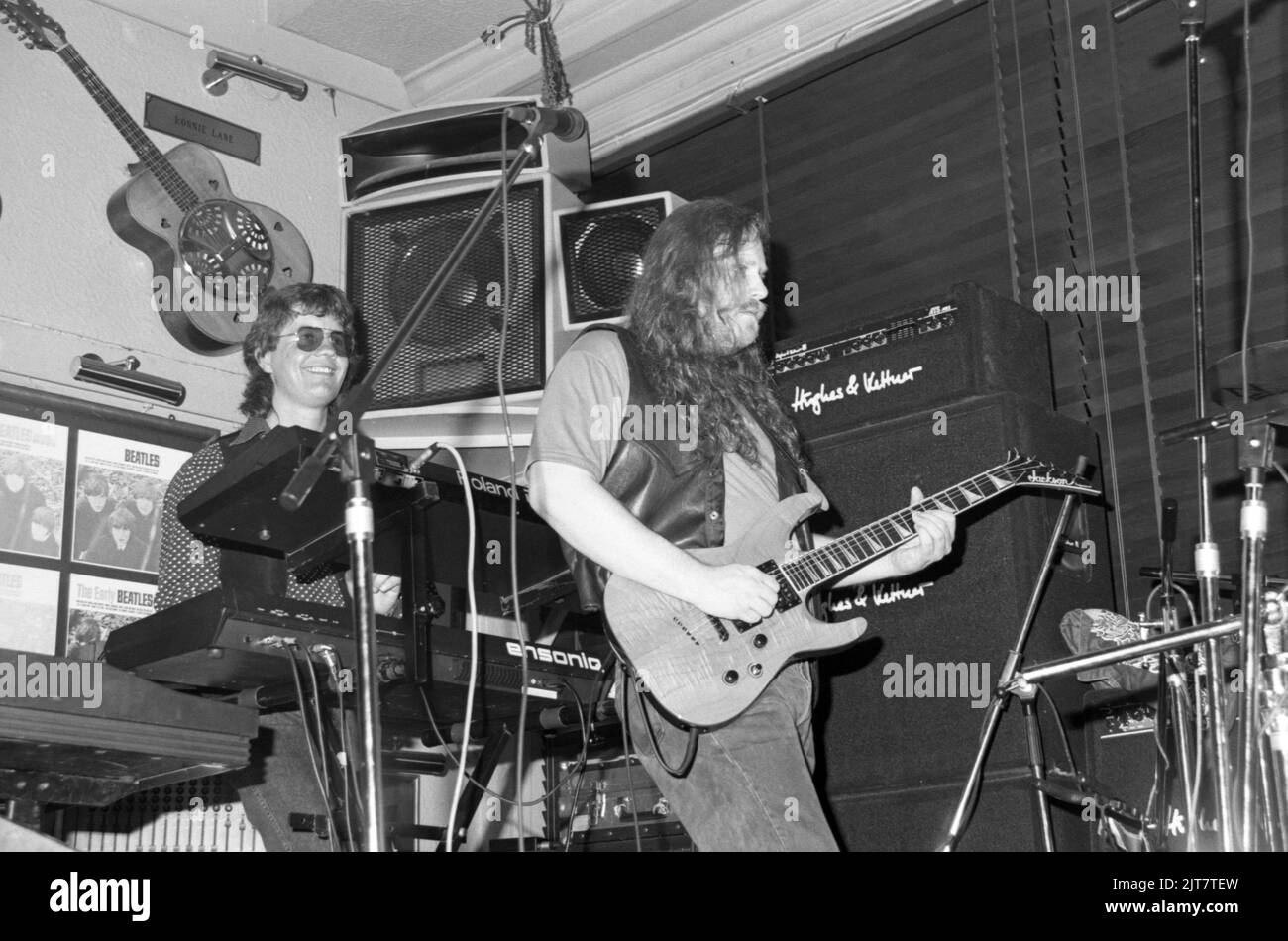 Don Airey (left) and Warren Haynes performing at the Hard Rock Cafe ...