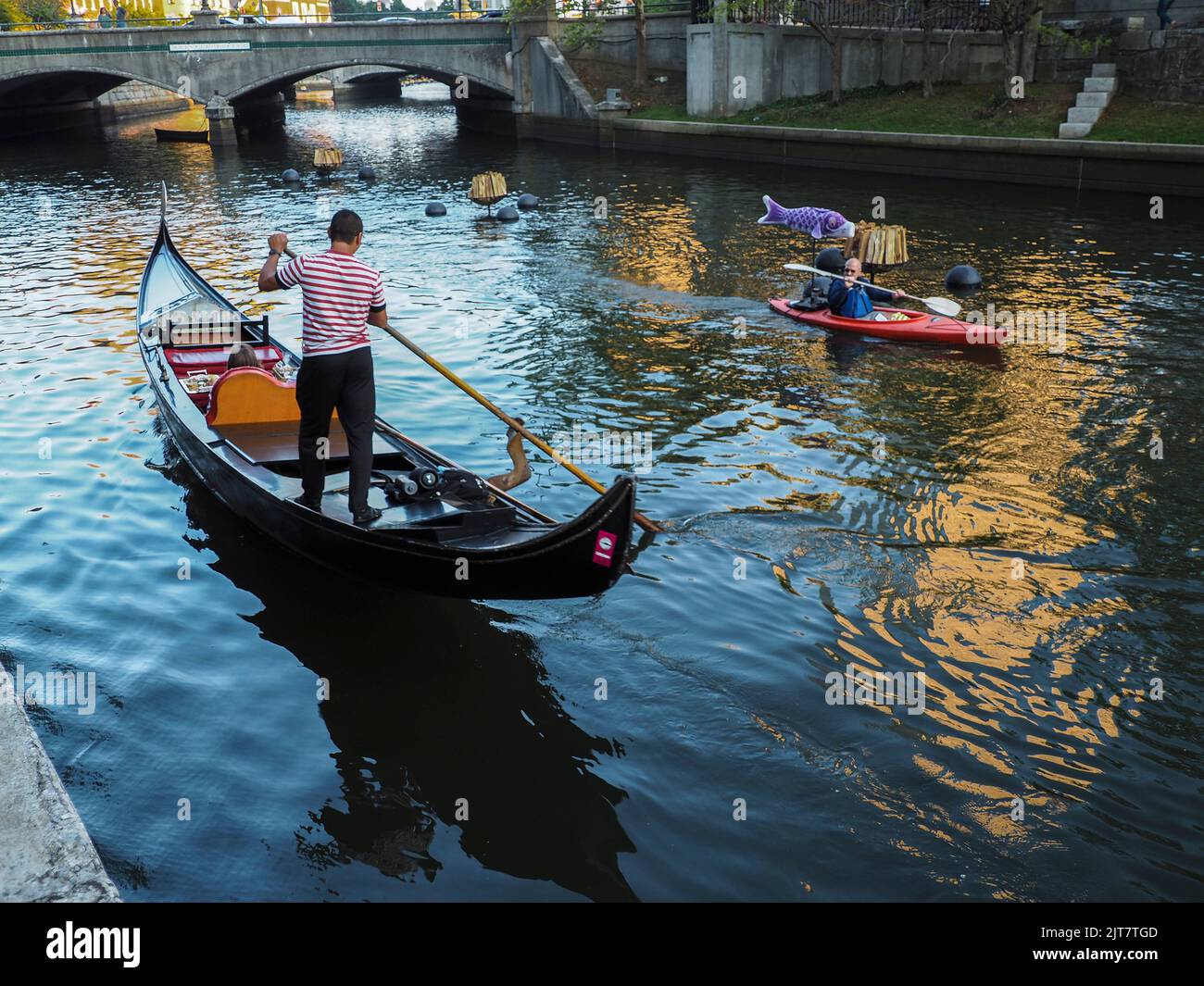 Providence, Rhode Island, USA. 27th Aug, 2022. A gondola is poled along ...