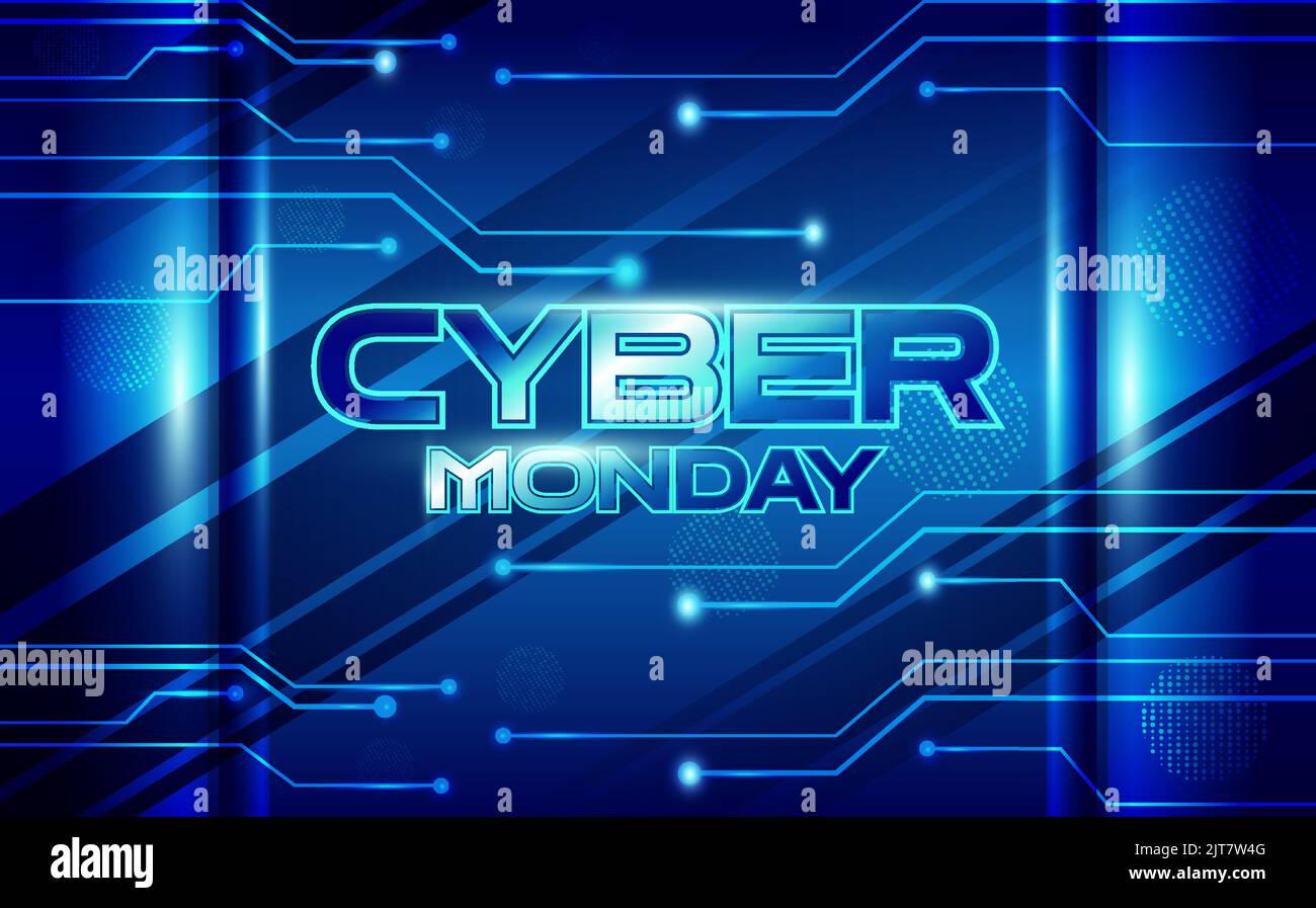 Cyber monday banner, with blue technology circuit board background ...