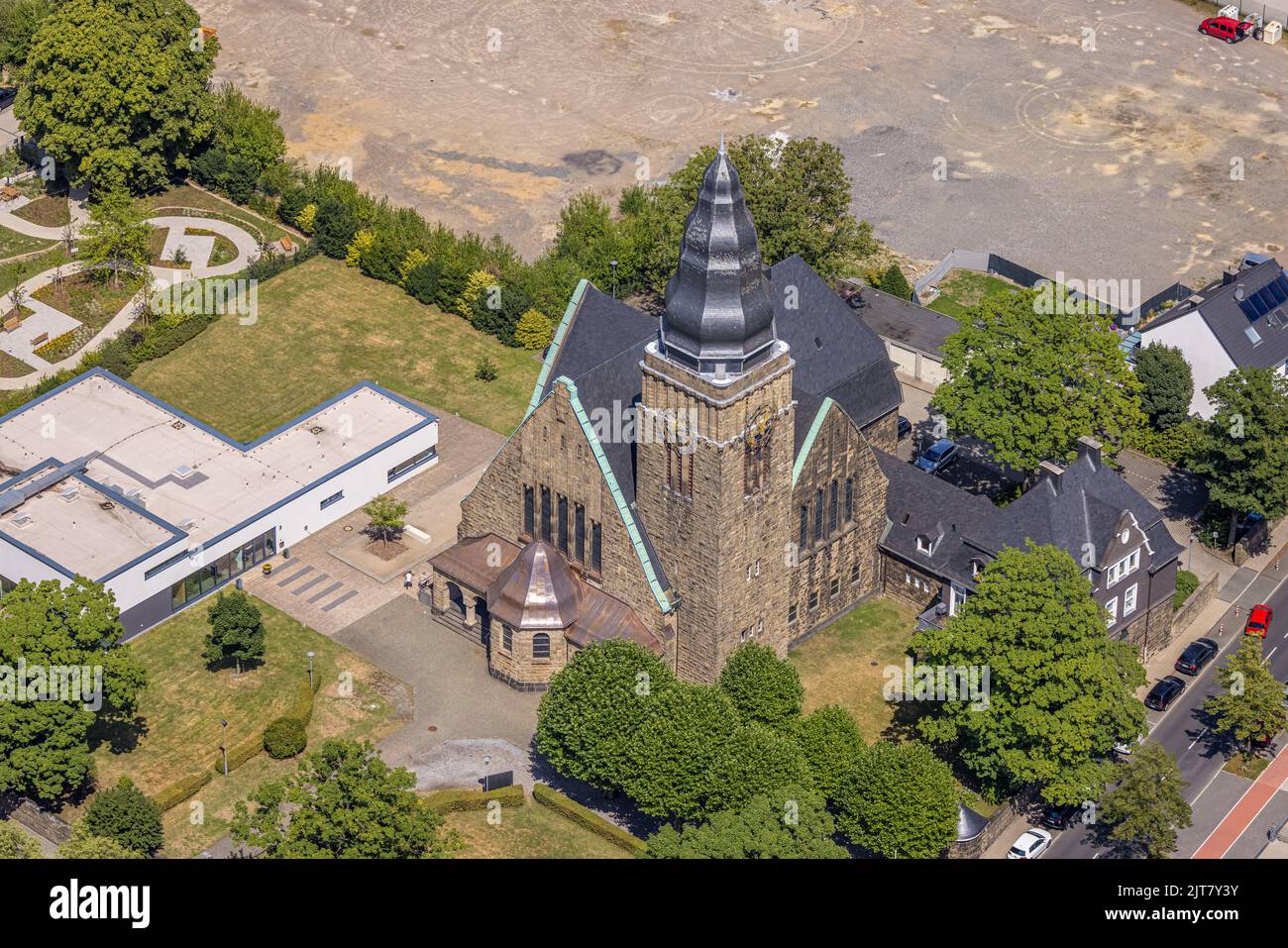 Aerial photo, evang. Christuskirche, Velbert, Ruhr area, North Rhine ...