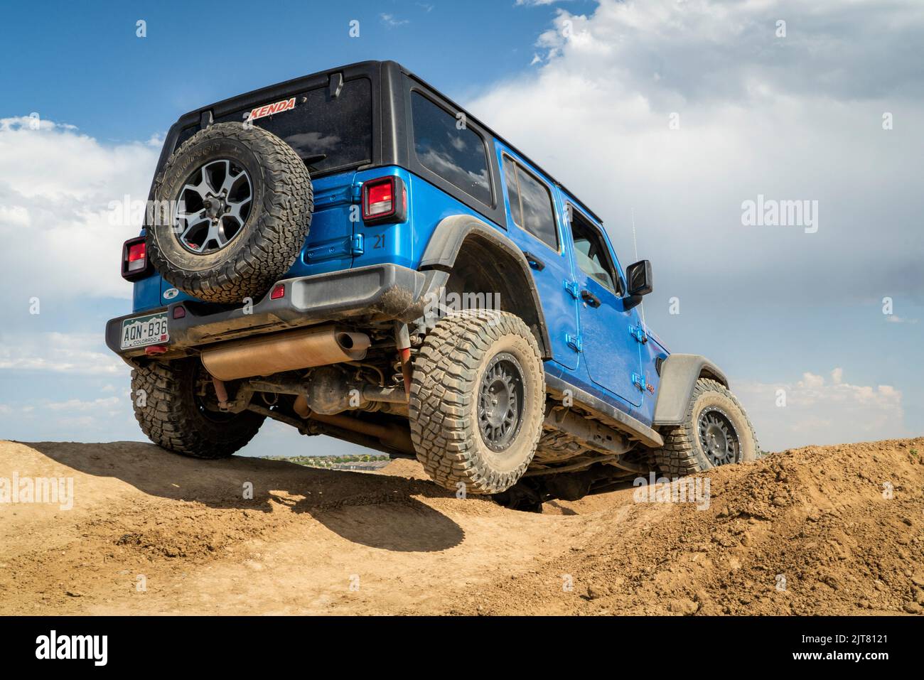 Loveland, CO, USA - August 27, 2022: Jeep Wrangler, Rubicon model, on a ...