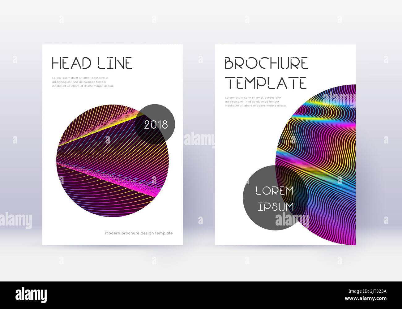 Trendy cover design template set. Rainbow abstract lines on wine red ...