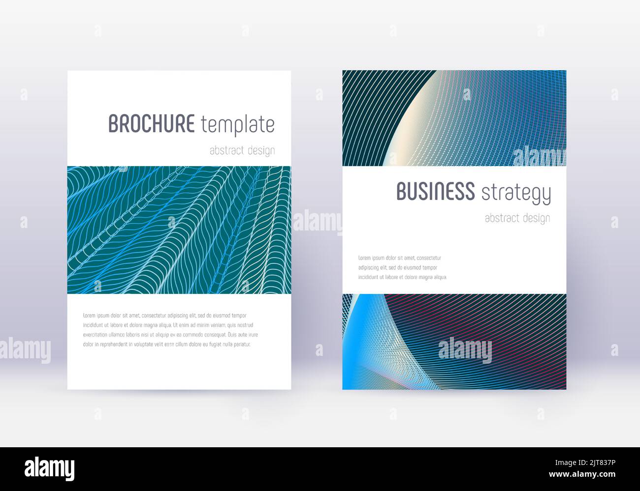 Minimalistic cover design template set. Red abstract lines on white ...