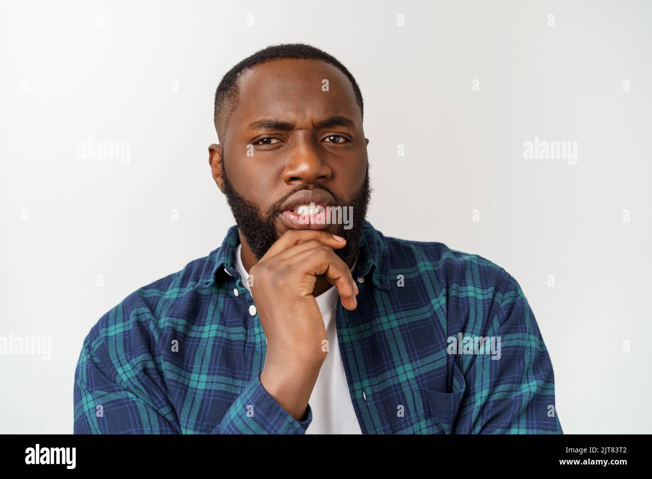 Human face expressions, emotions and feelings. Handsome young African ...