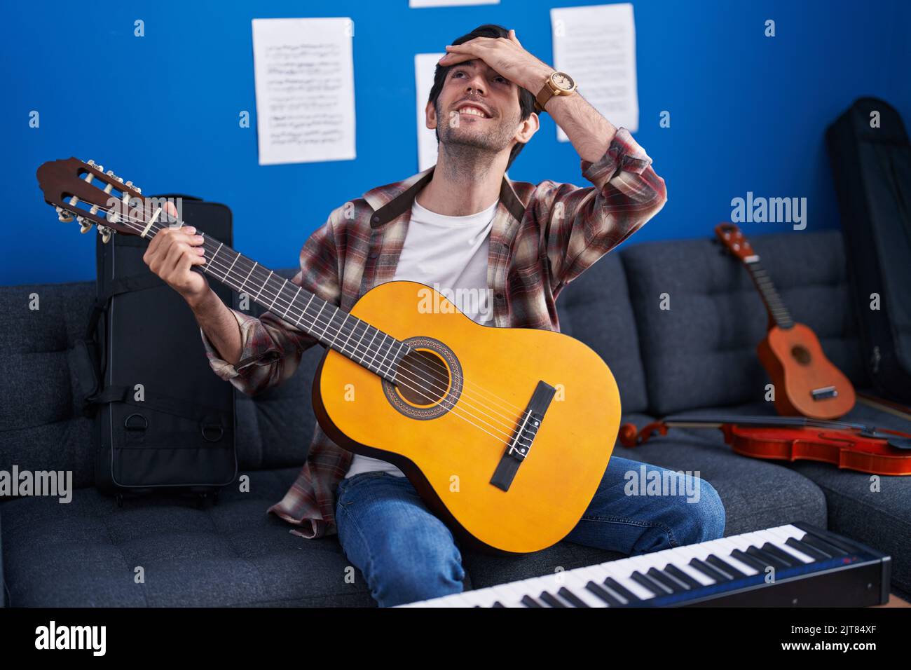 Man playing music worried hi-res stock photography and images - Alamy