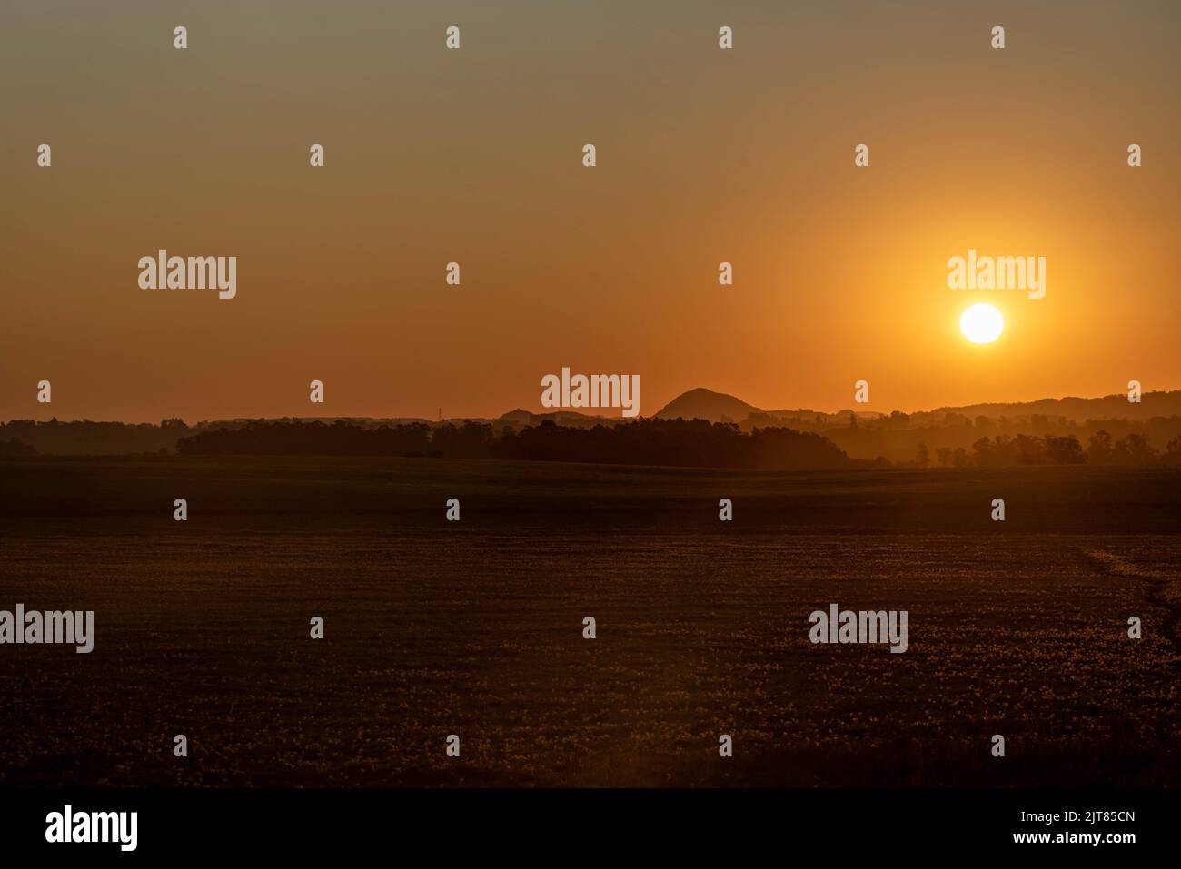 Landscapes of the pampa biome at sunset. Late afternoon in the field ...