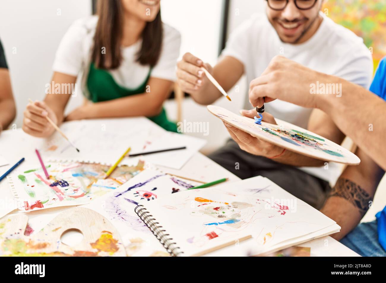 Group of people drawing at art studio Stock Photo - Alamy