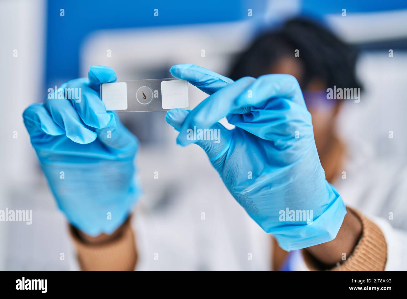 African american man scientist holding sample at laboratory Stock Photo ...