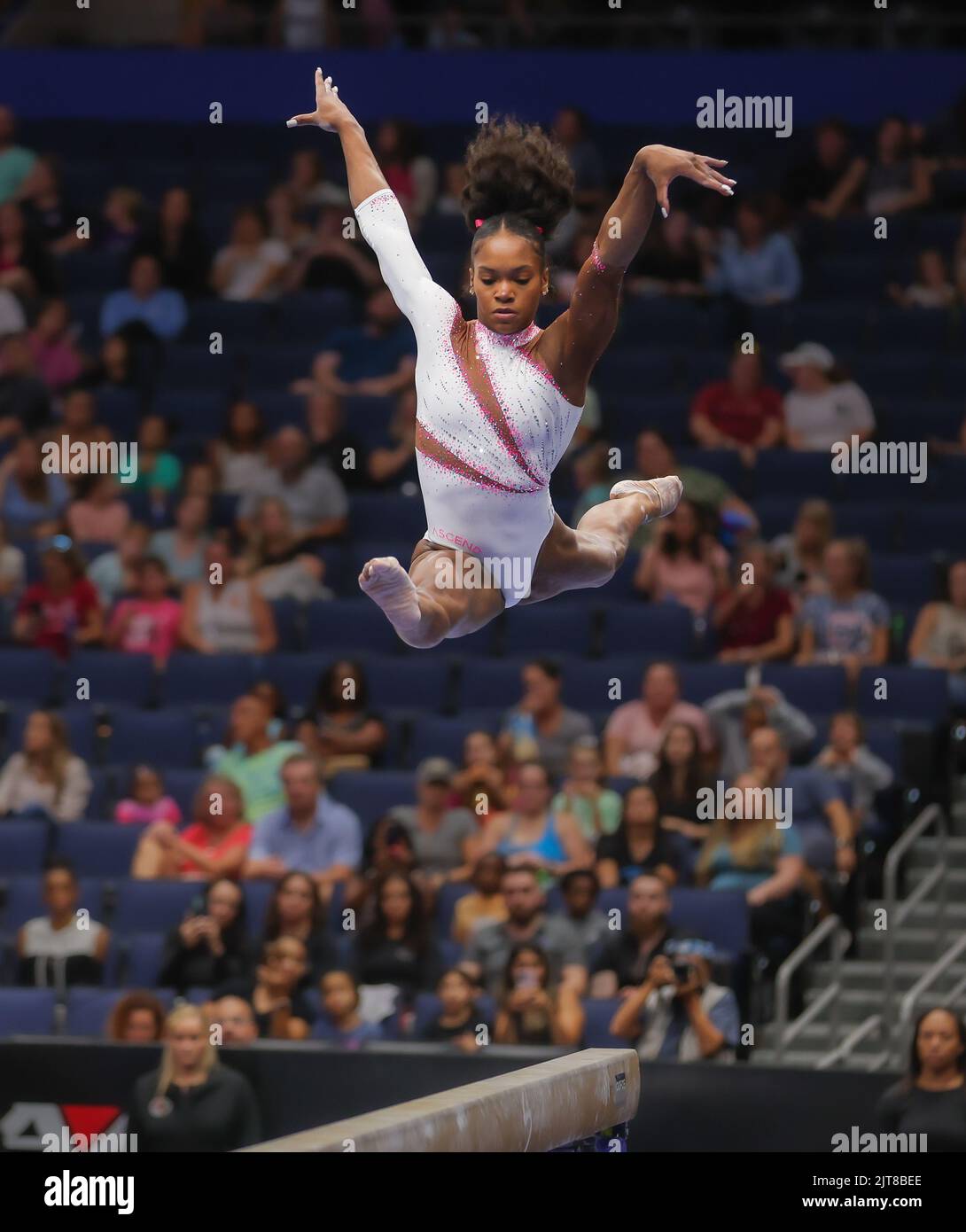 August 19, 2022: Shilese Jones of Ascend competes on the balance beam ...